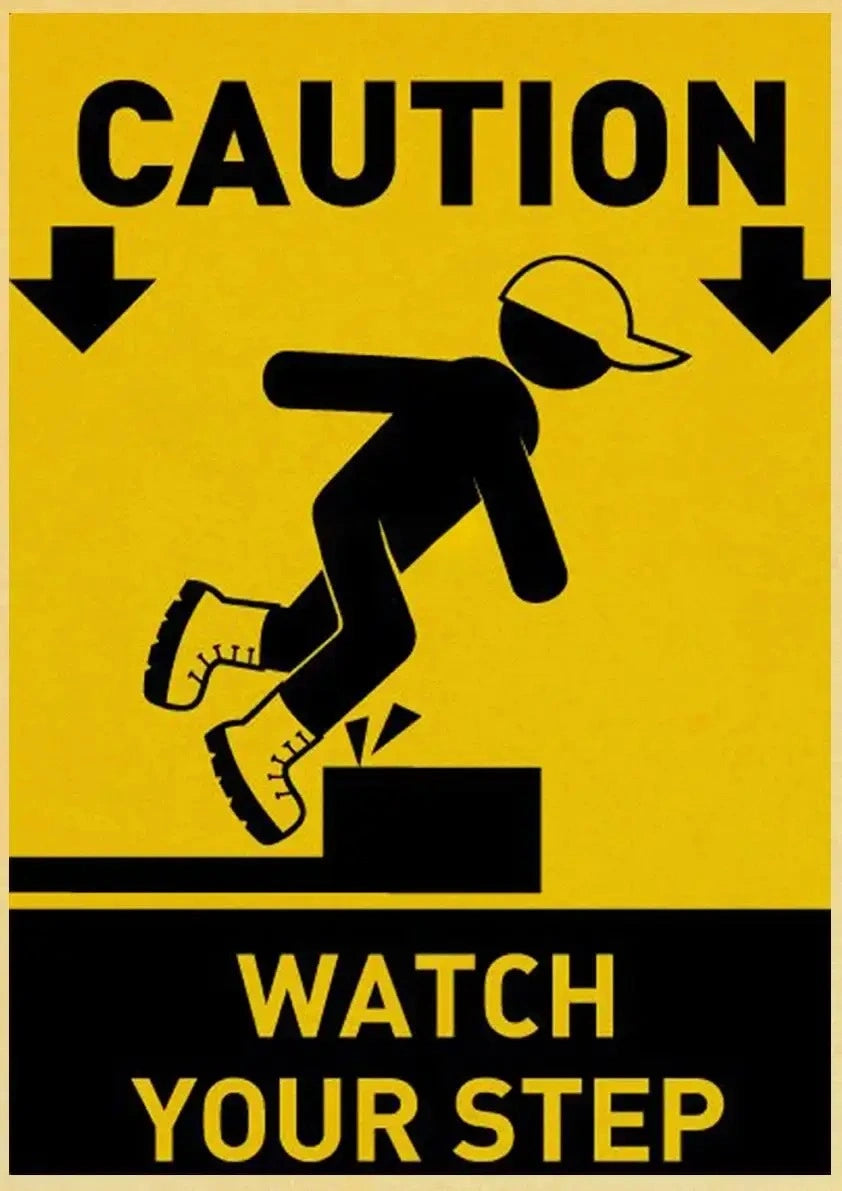 Caution Watch Your Step Poster | Vintage Style Warning Artwork ...